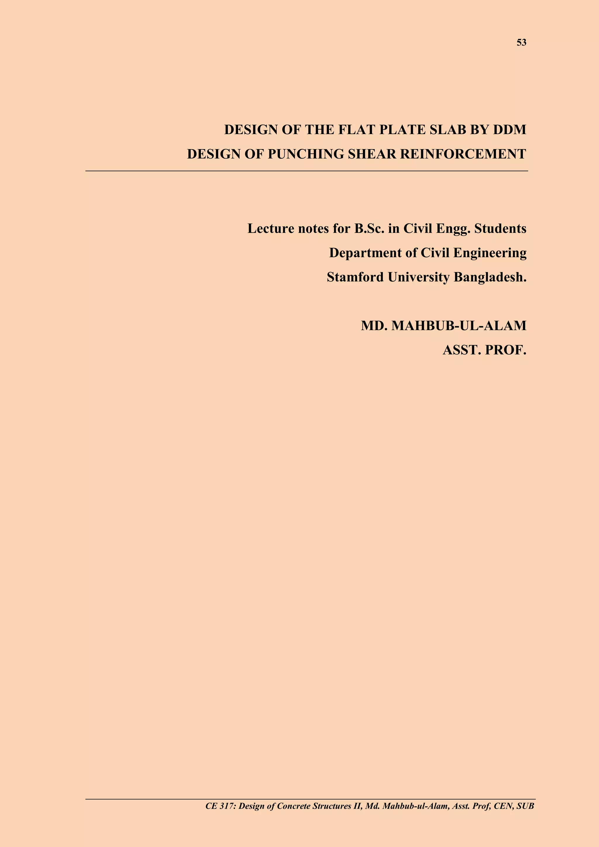 Design of flat plate slab and its Punching Shear Reinf. | PDF
