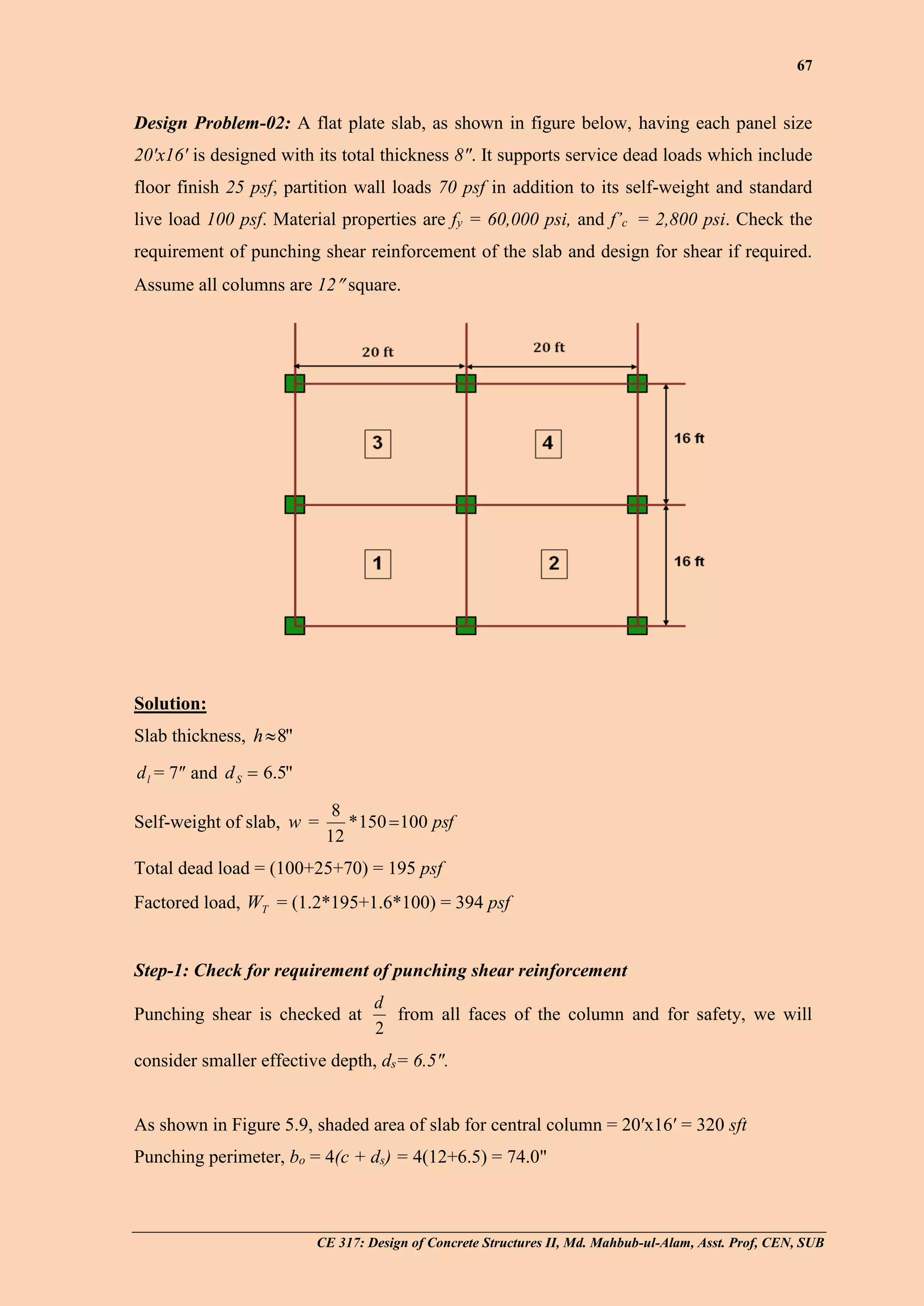 Design of flat plate slab and its Punching Shear Reinf. | PDF