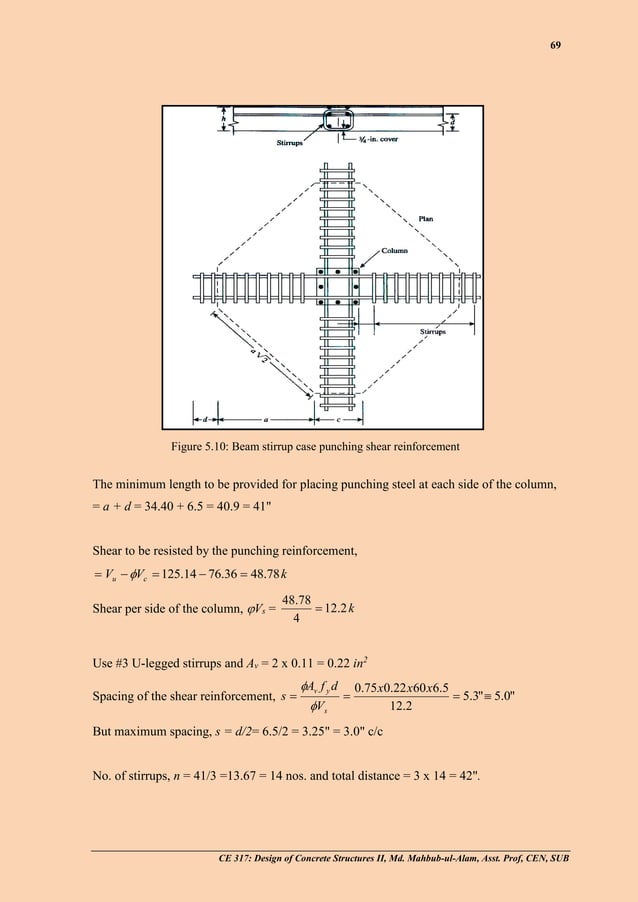 Design of flat plate slab and its Punching Shear Reinf. | PDF | Civil ...