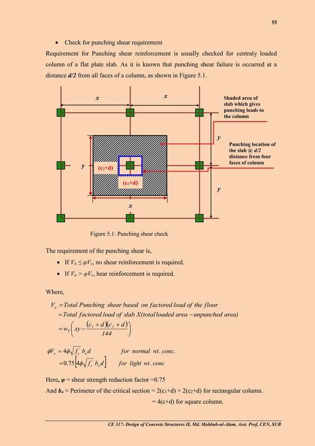 Design of flat plate slab and its Punching Shear Reinf. | PDF | Civil ...