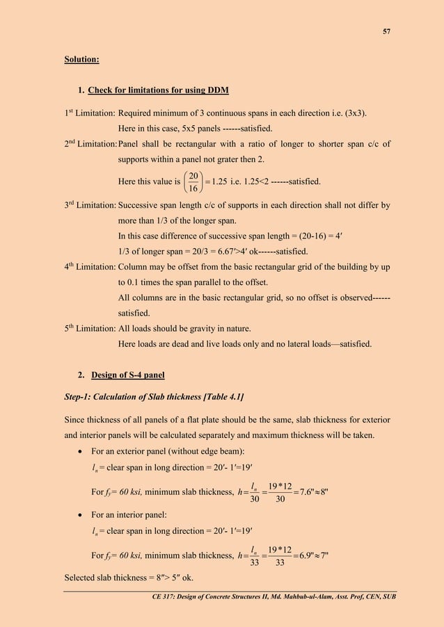 Design of flat plate slab and its Punching Shear Reinf. | PDF | Civil ...