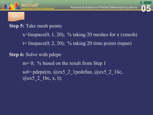 Ch 05 MATLAB Applications in Chemical Engineering_陳奇中教授教學投影片 | PPT