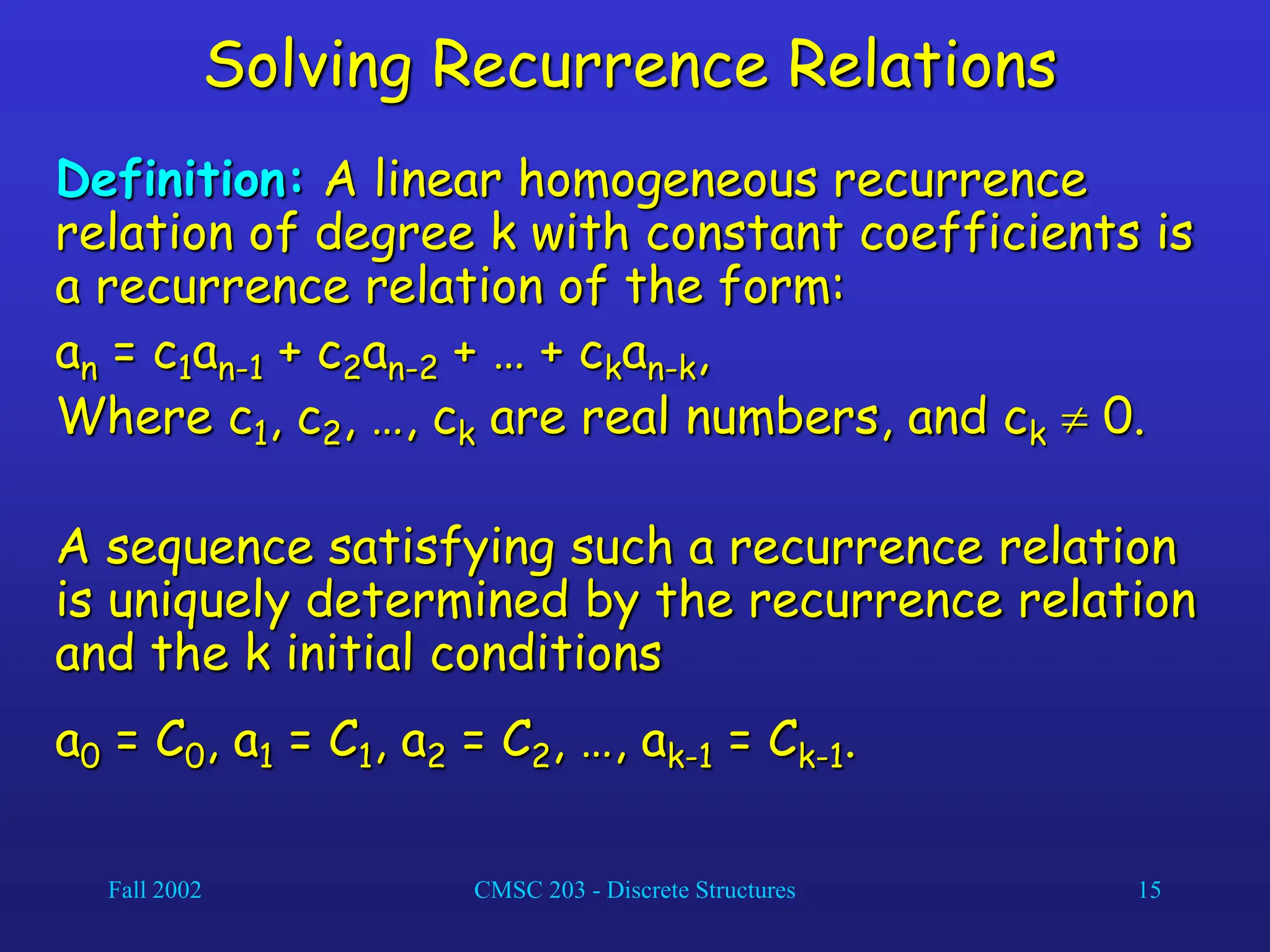 Recurrence Relations for Discrete mathematics | PPT