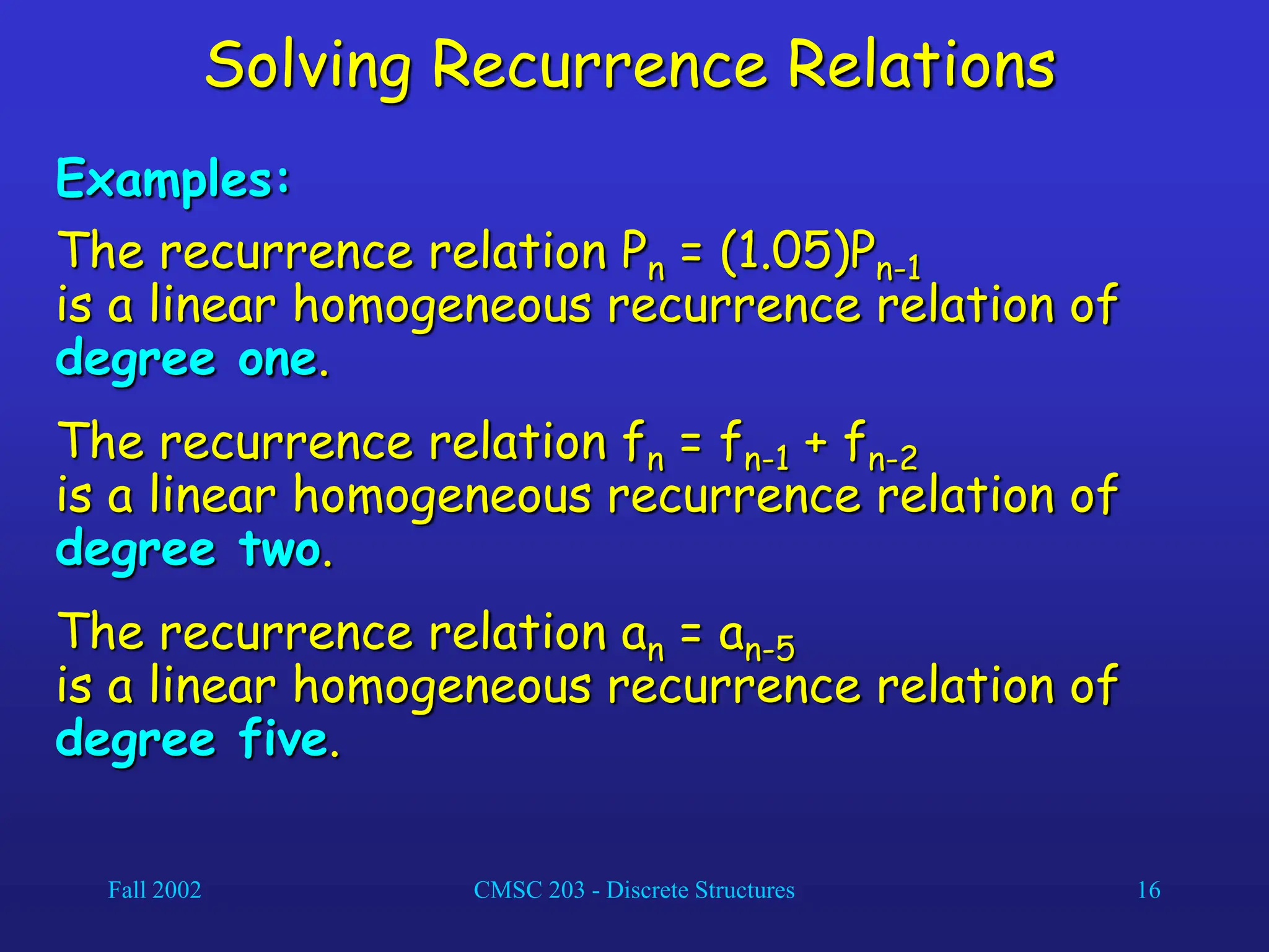 Recurrence Relations for Discrete mathematics | PPT