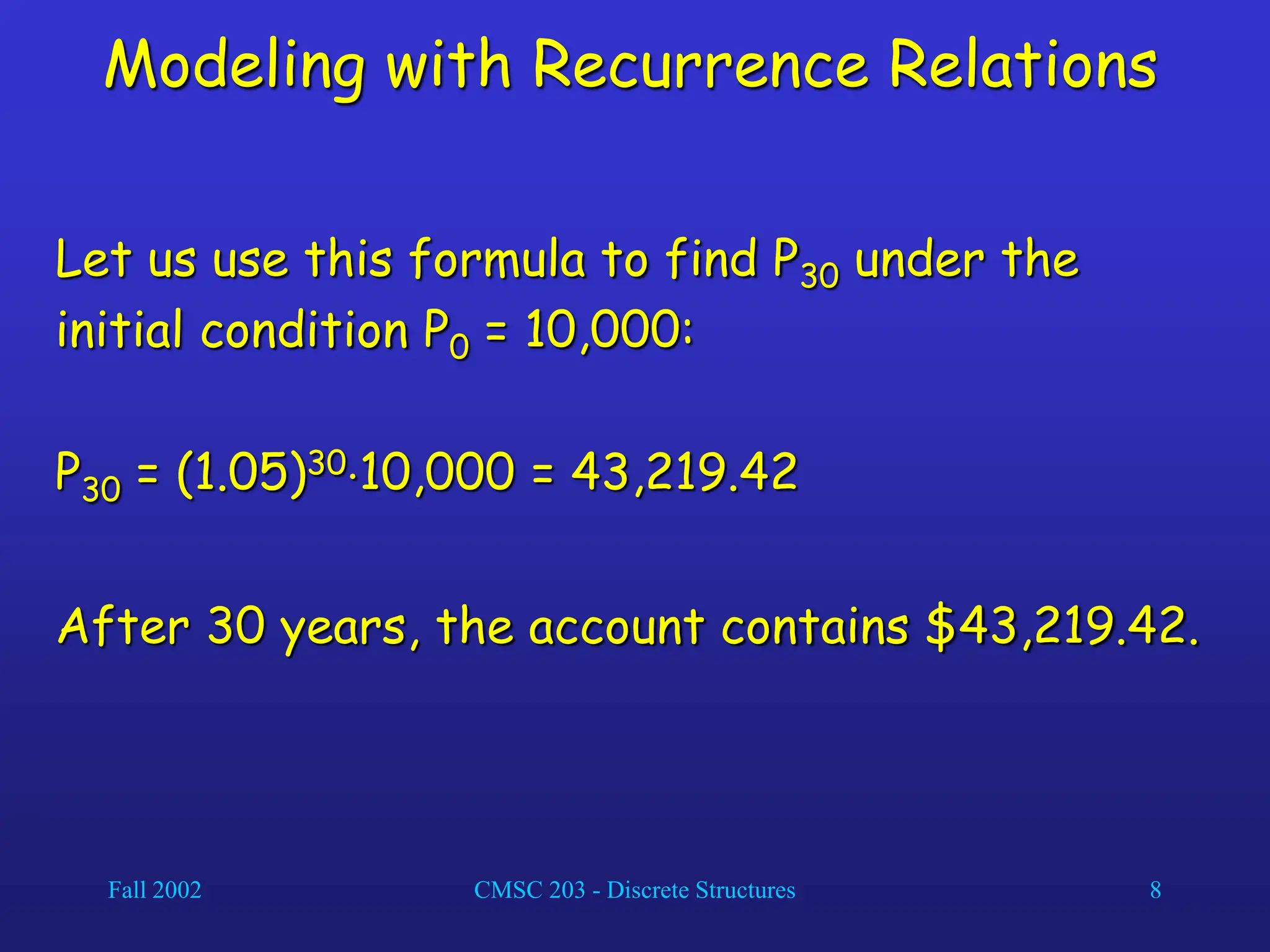 Recurrence Relations For Discrete Mathematics Ppt