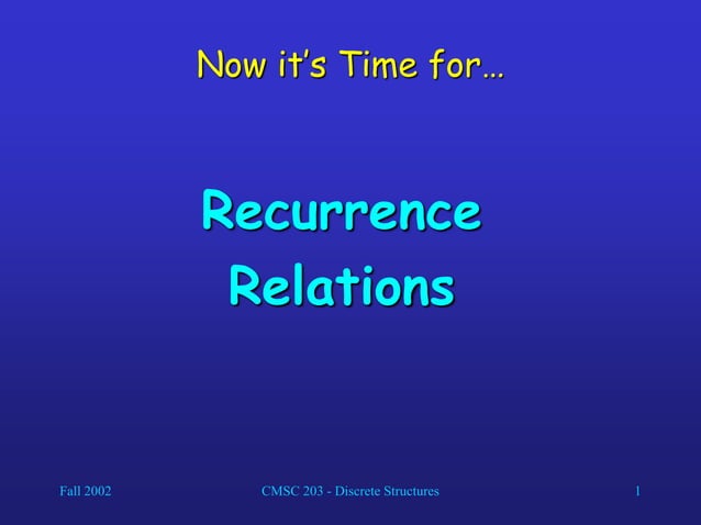 Recurrence Relations For Discrete Mathematics Ppt