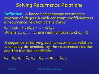 Recurrence Relations for Discrete mathematics | PPT