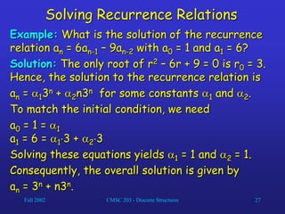 Recurrence Relations for Discrete mathematics | PPT