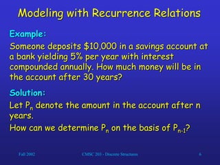Recurrence Relations for Discrete mathematics | PPT