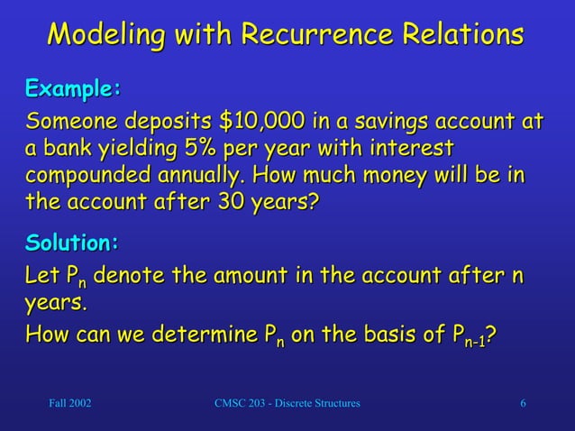 Recurrence Relations for Discrete mathematics | PPT