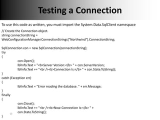 Ch06 ado.net fundamentals | PPTX