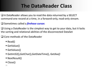 Ch06 ado.net fundamentals | PPTX