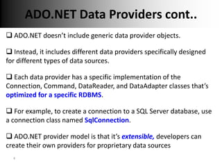 Ch06 ado.net fundamentals | PPTX