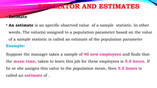 CH 06; ESTIMATION OF Sample and Population Mean | PPTX