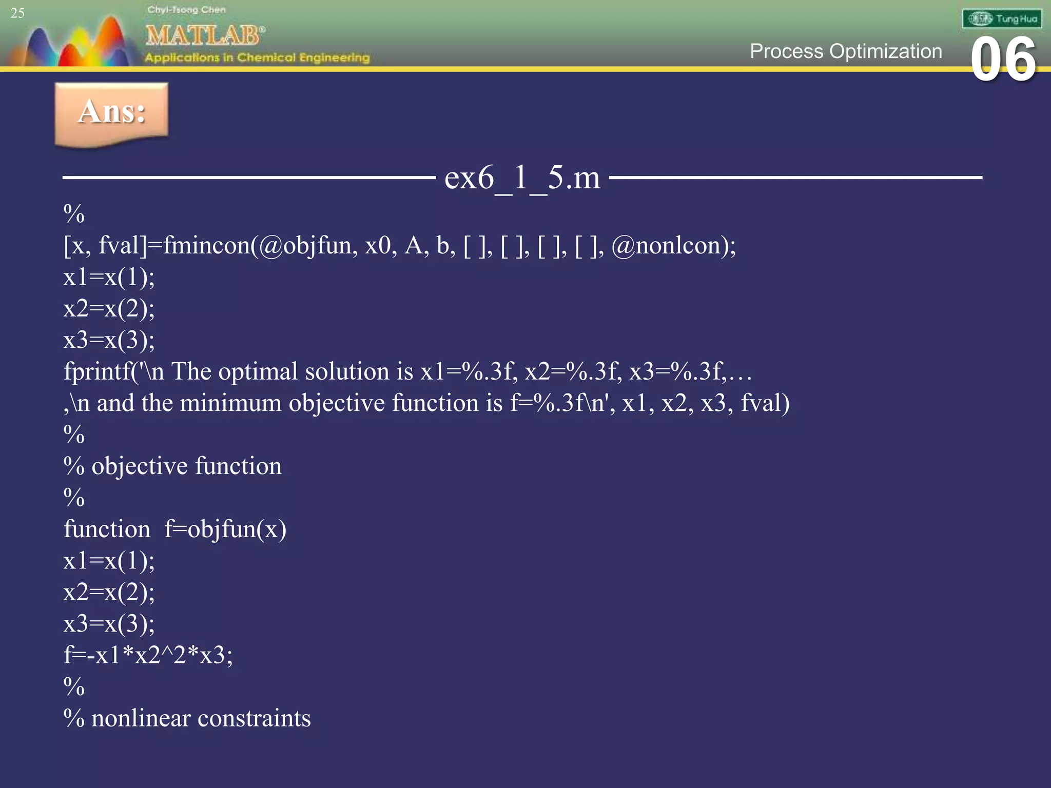 Ch 06 MATLAB Applications in Chemical Engineering_陳奇中教授教學投影片 | PPT