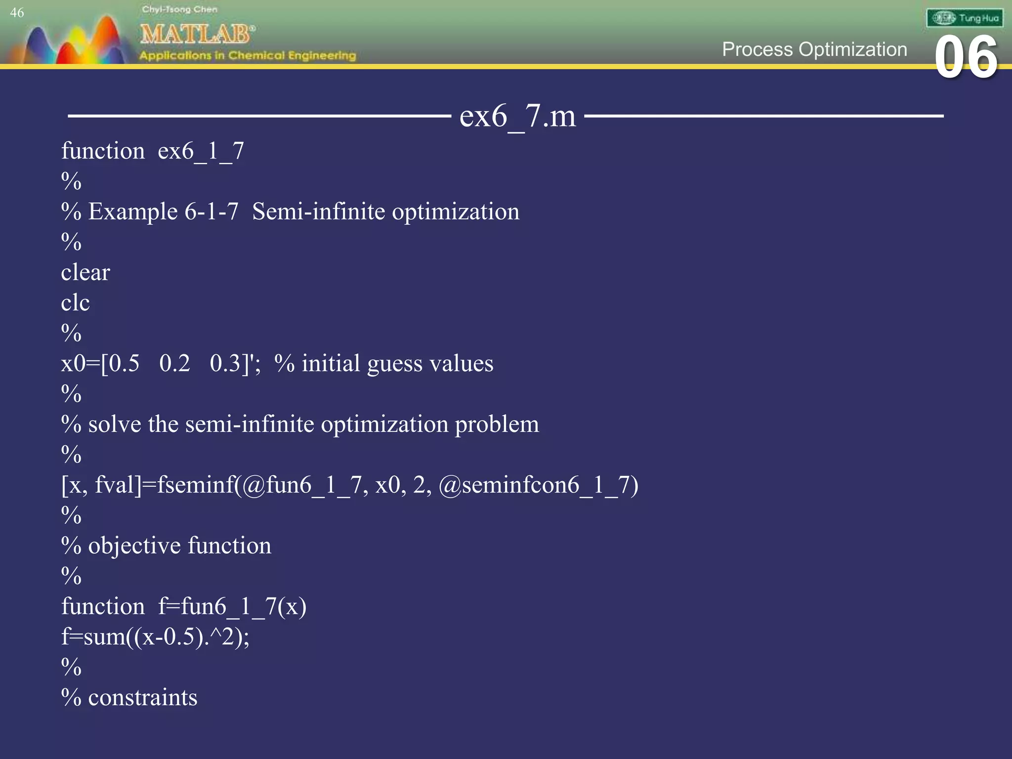 Ch 06 Matlab Applications In Chemical Engineering 陳奇中教授教學投影片 Ppt