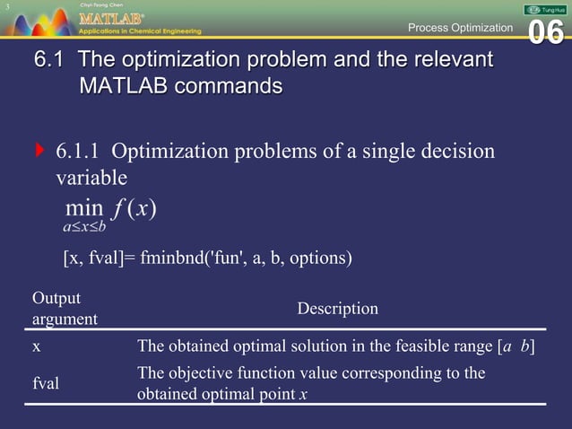 Ch 06 MATLAB Applications in Chemical Engineering_陳奇中教授教學投影片 | PPT