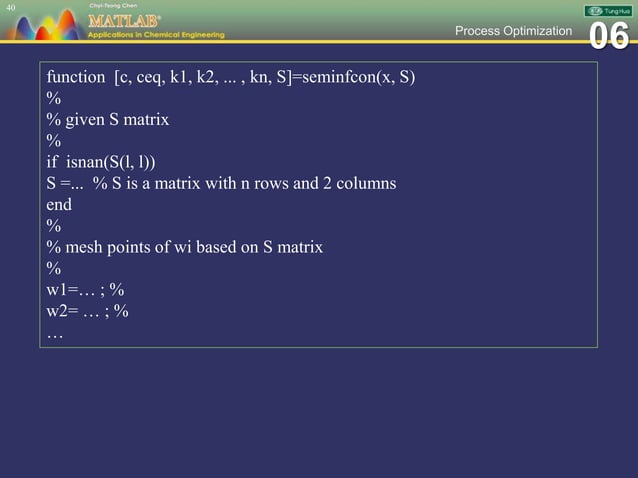 Ch 06 MATLAB Applications in Chemical Engineering_陳奇中教授教學投影片 | PPT