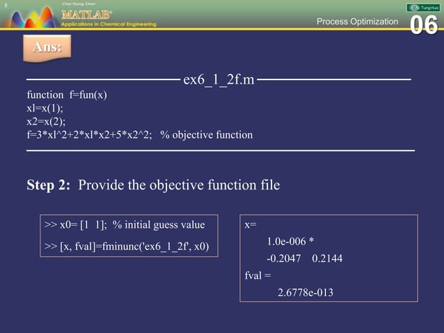 Ch 06 MATLAB Applications in Chemical Engineering_陳奇中教授教學投影片 | PPT