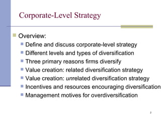 CORPORATE LEVEL STRATEGY | PPT