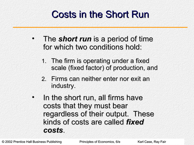 Short-Run Costs and Output Decisions | PPT