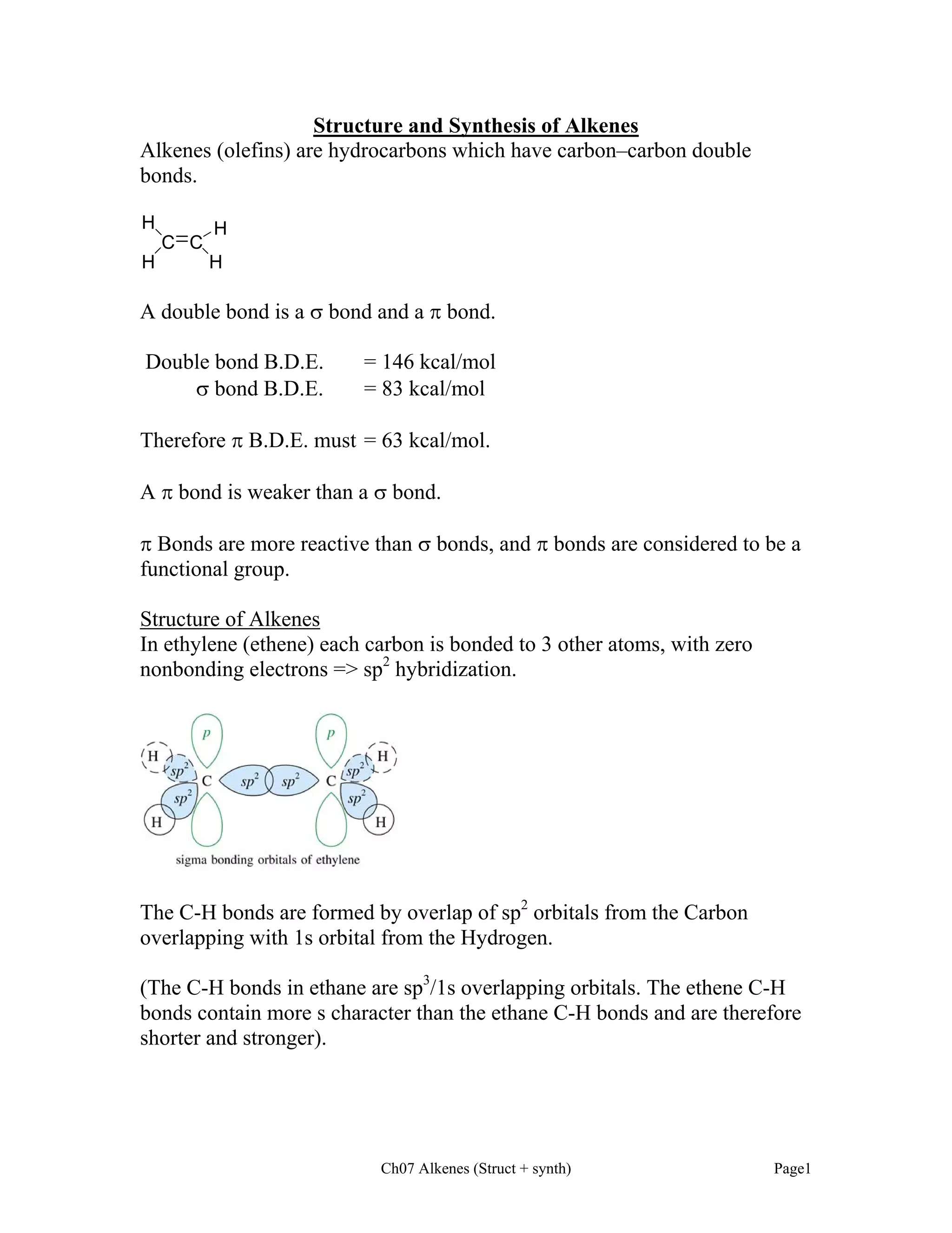 Ch07. structure and syntesys alkenes | PDF | Chemistry | Science