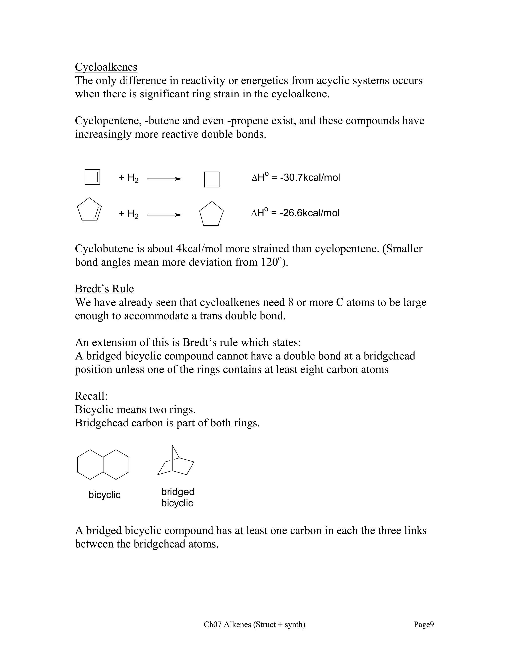 Ch07. structure and syntesys alkenes | PDF | Chemistry | Science