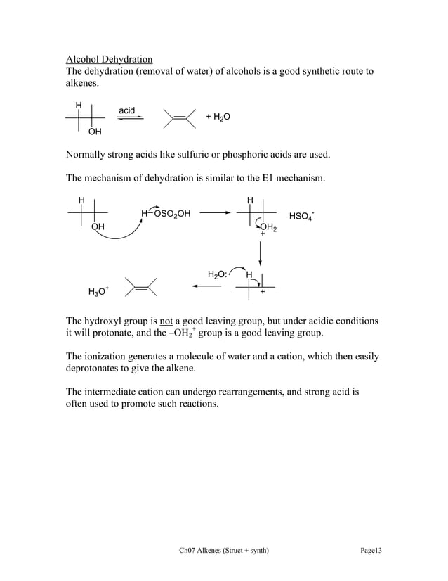 Ch07. structure and syntesys alkenes | PDF