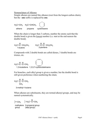 Ch07. structure and syntesys alkenes | PDF | Chemistry | Science