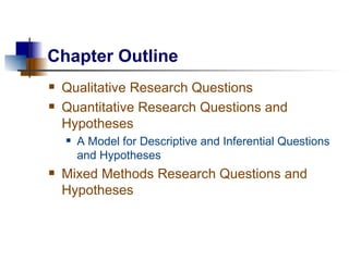 Research Questions and Hypotheses | PPT