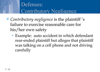 Chapter 7 – Negligence and Strict Liability | PPT