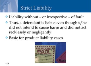 Chapter 7 – Negligence and Strict Liability | PPT