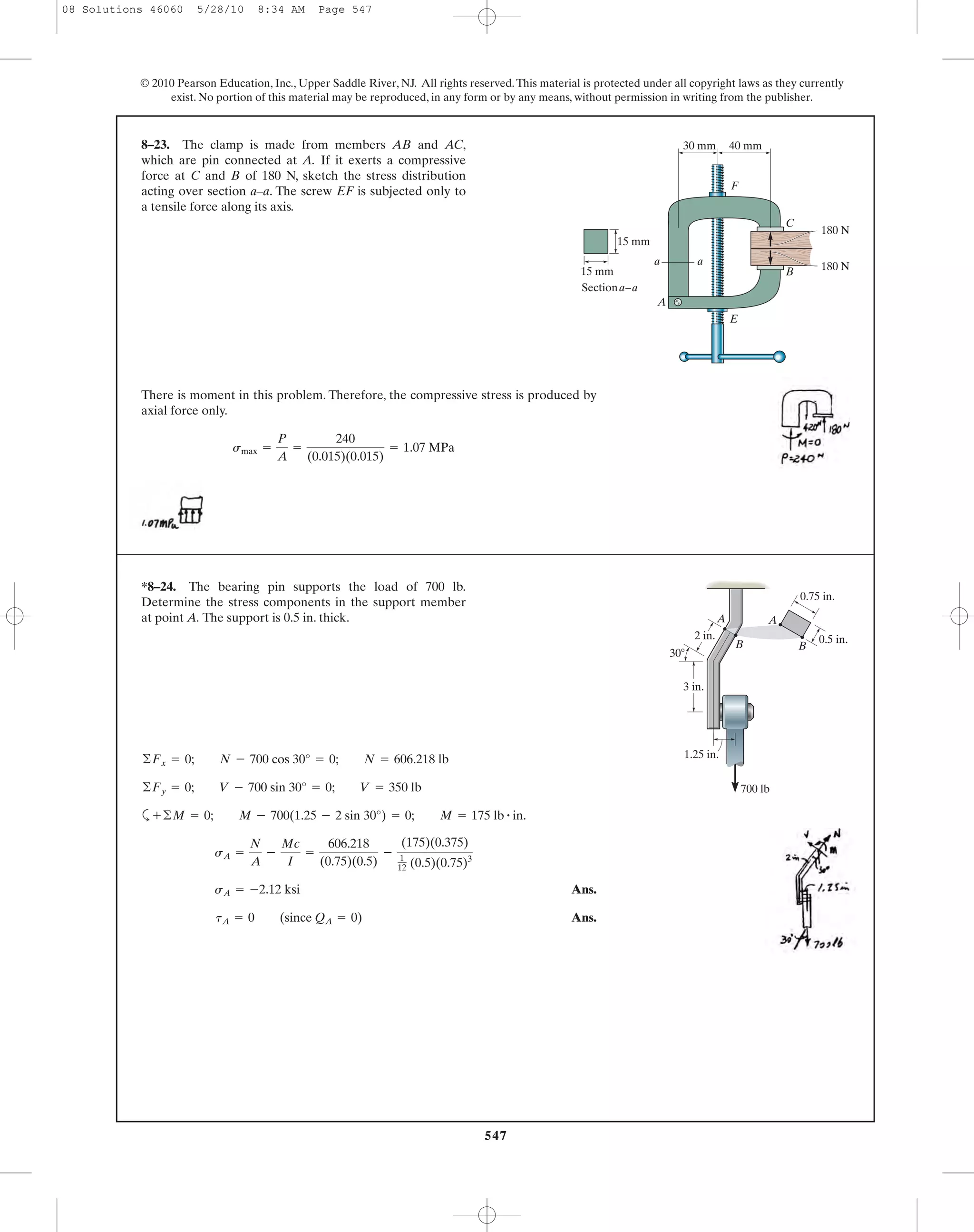 Ch08 10 combined loads & transformations | PDF