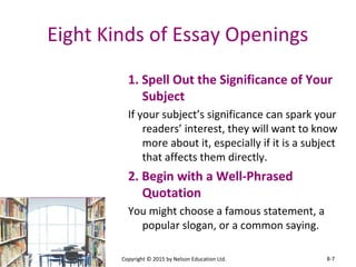 Chapter 8, Essay Essentials | PPT | Education