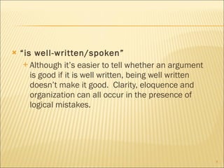 Ch08 evaluating arguments | PPT