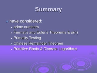 Crptography and network security Number theory - | PPT
