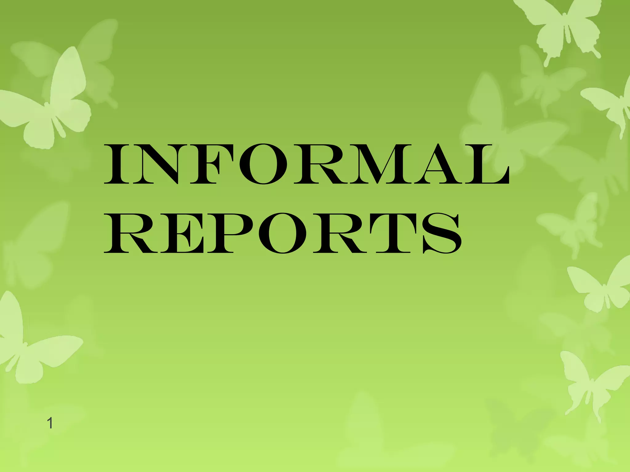 Informal Reports - Progress Report - Information Reports - Feasibility ...
