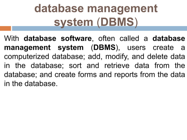 Ch # 09 database management system | PPT | Databases | Computer Software and Applications