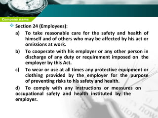 Ch 09 employee safety & health | PPT
