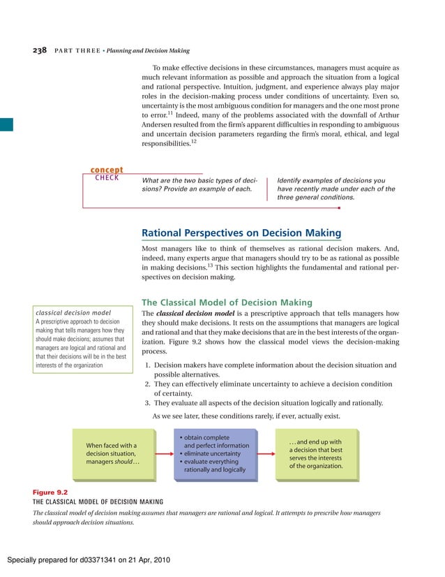 Ch09 managing decision making and problem solving | PDF