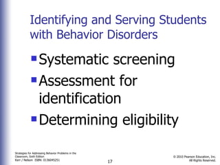 Identifying and Serving Students with Behavior Problems | PPT