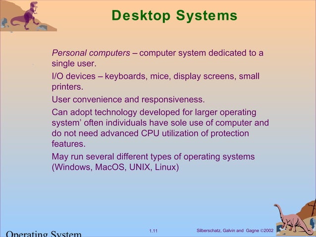 Galvin Operating Systemch1 Ppt Operating Systems Computer Software And Applications