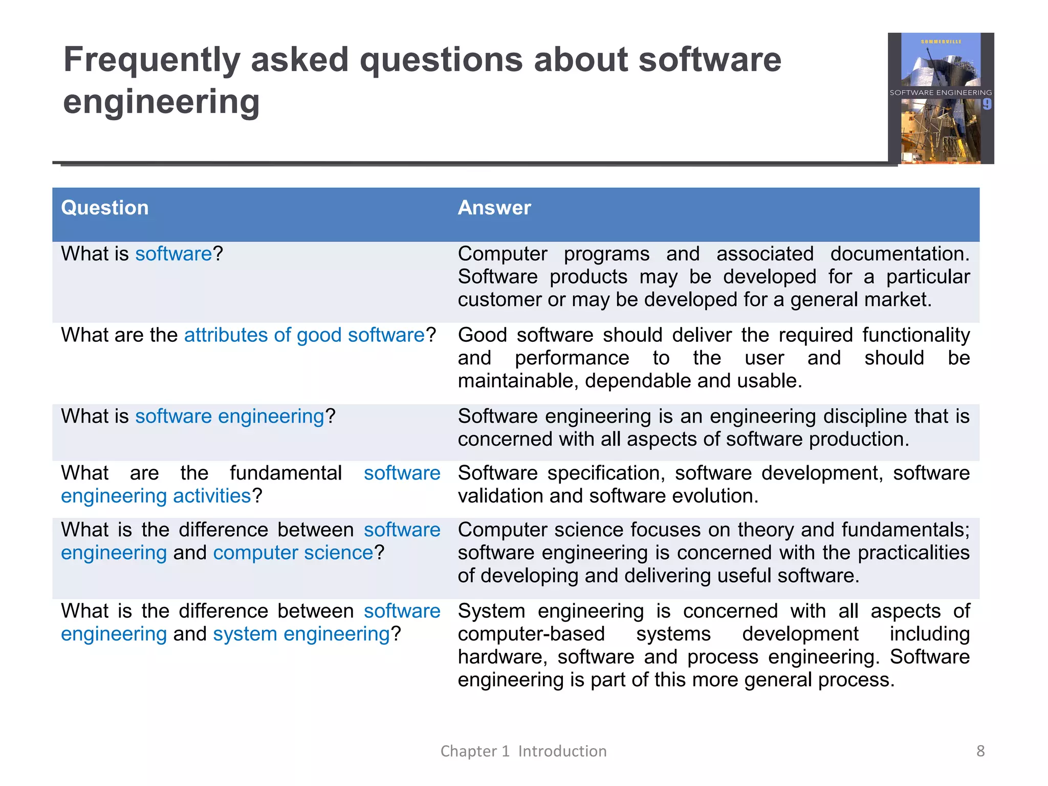 Ian Sommerville, Software Engineering, 9th Edition Ch1 | PPT