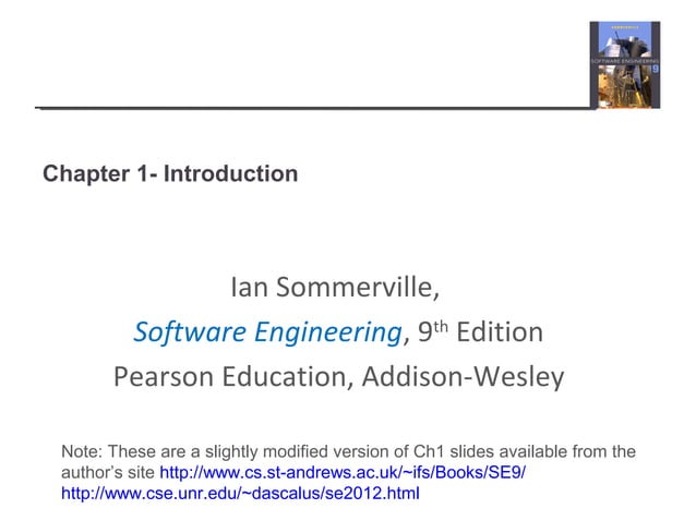 Ian Sommerville, Software Engineering, 9th Edition Ch1 | PPT ...