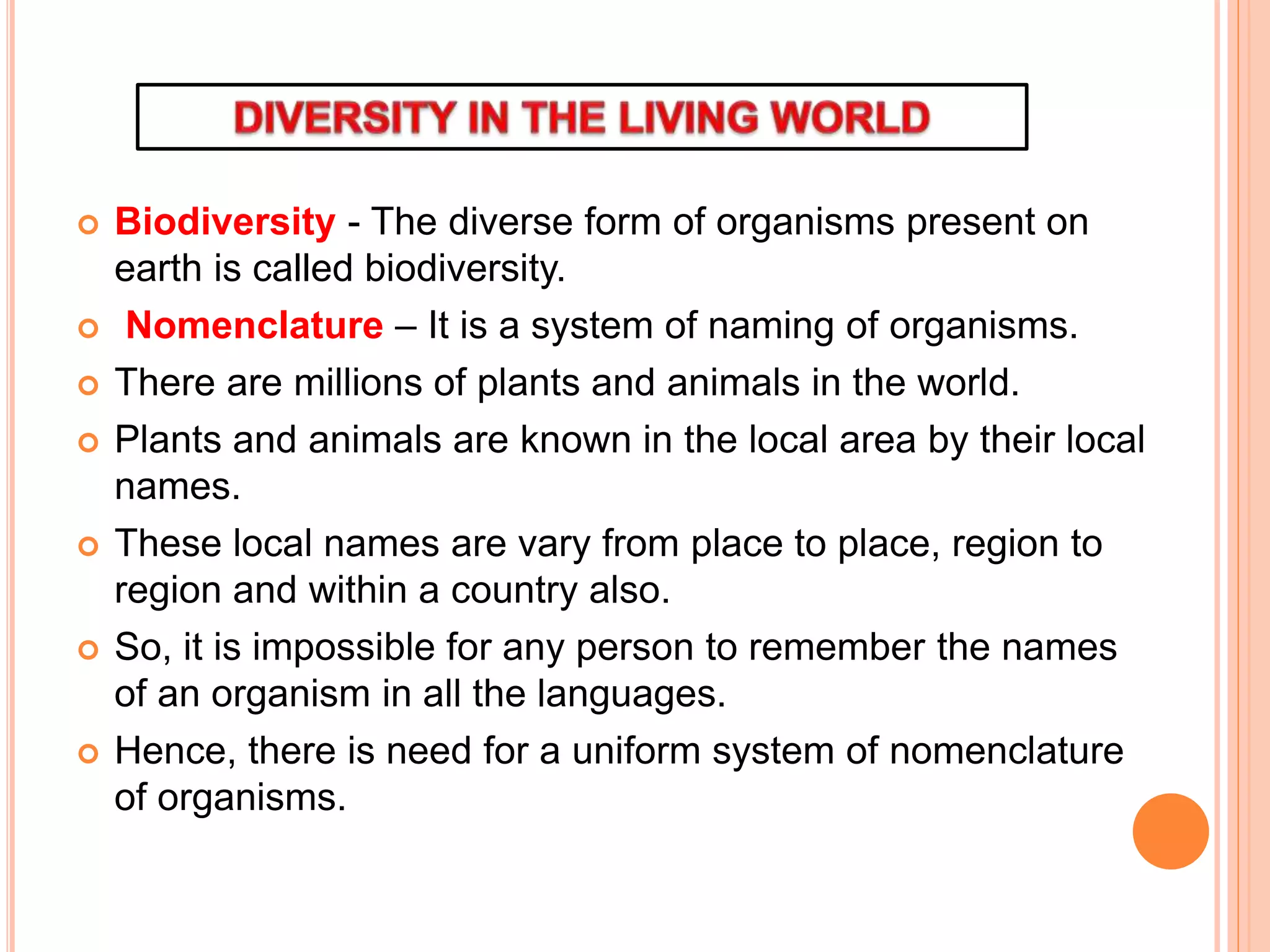 Chapter 1. Diversity in the Living World | PPTX