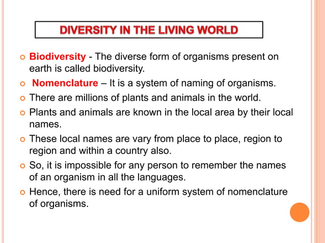 Chapter 1. Diversity in the Living World | PPTX | Biological Sciences ...