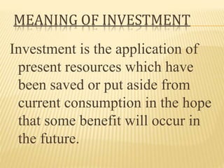 Introduction to Investment - SAPM | PPTX