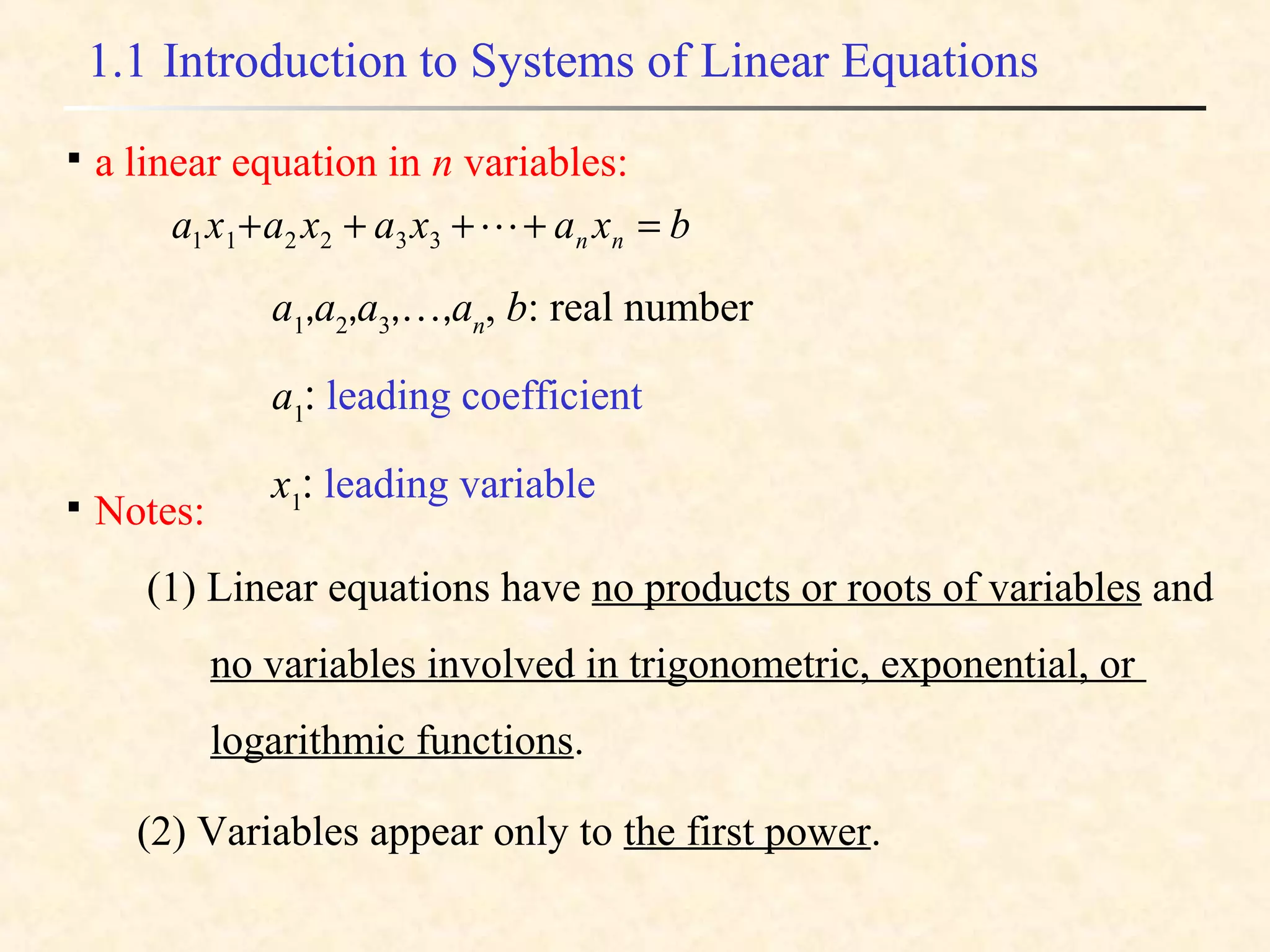 System Of Linear Equations Ppt