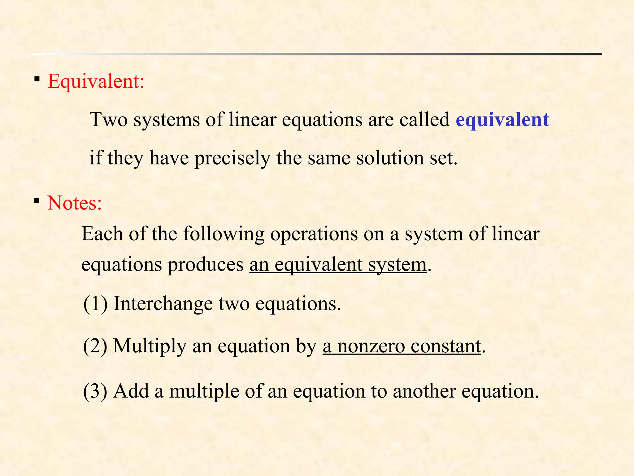 System Of Linear Equations | PPT