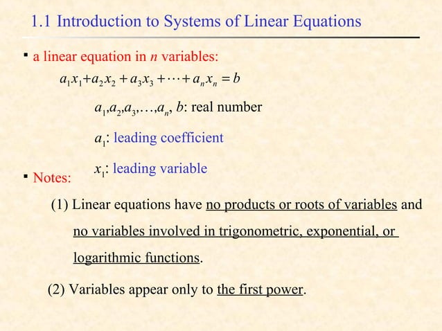 System Of Linear Equations | PPT